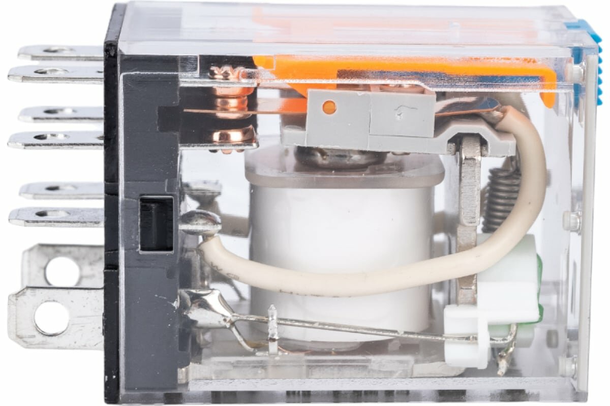 Релеон миниатюрное силовое реле 2CO контактов 10A 24В DC блокируемая кнопка проверки