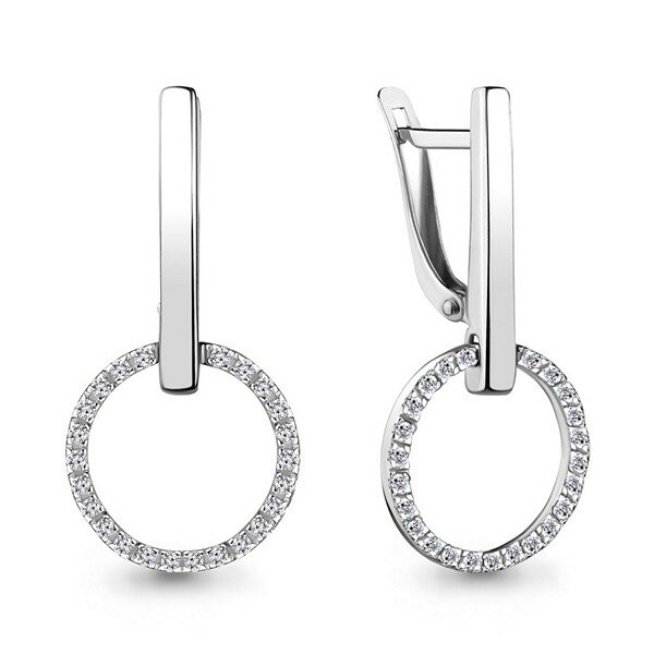 Серьги с подвесками, серебро, 925 проба, фианит