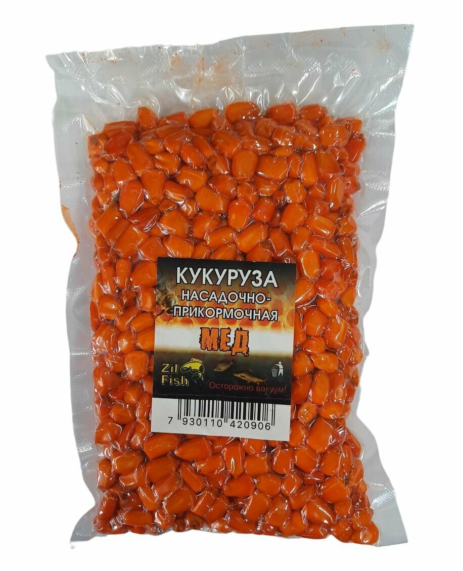 Кукуруза "Мед" насадочно-прикормочная в вакууме Zil Fish для рыбалки, 500гр