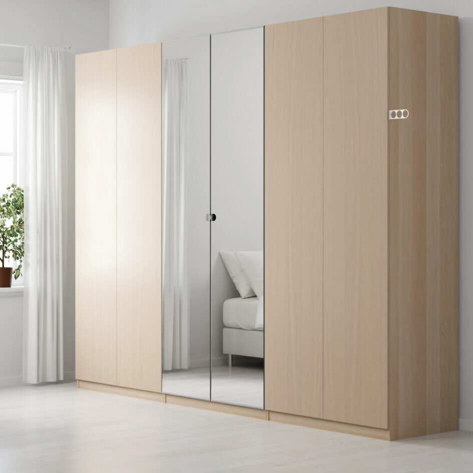 Зеркальная дверь "Pax Vikedal" - пакс Викедаль/195х25/без планок, петель/Светлый дуб