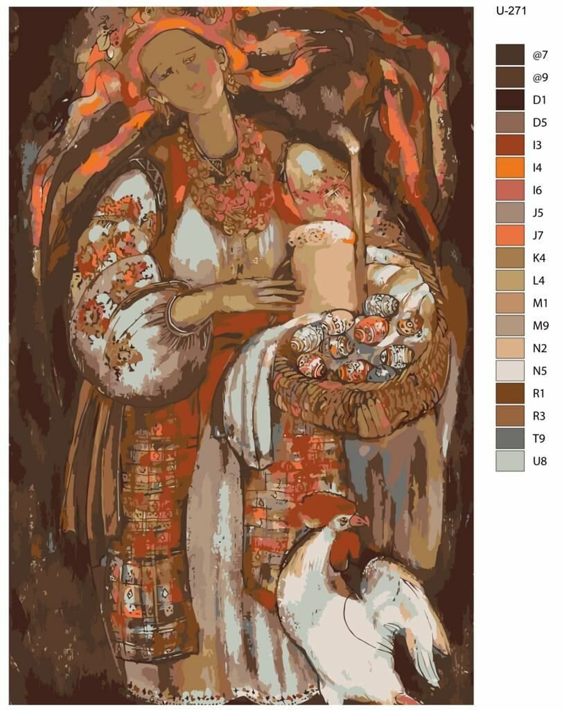 Картина по номерам U-271 "Пасха. Девушка с пасхальными гостинцами" 40x60 см