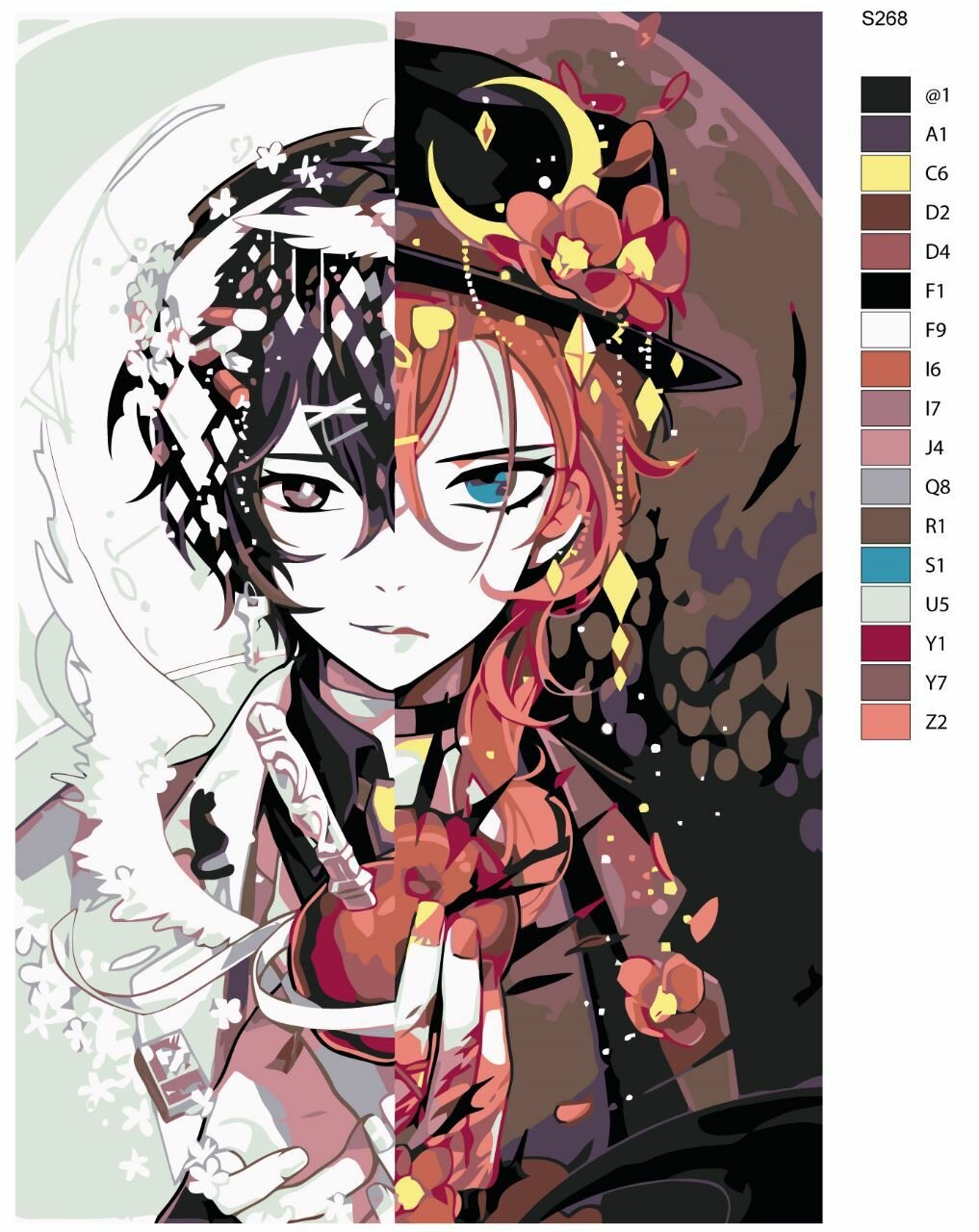 Картина по номерам S268 "Аниме Великий из бродячих псов. Осаму Дазай и Чуя Накахара" 40x60 см