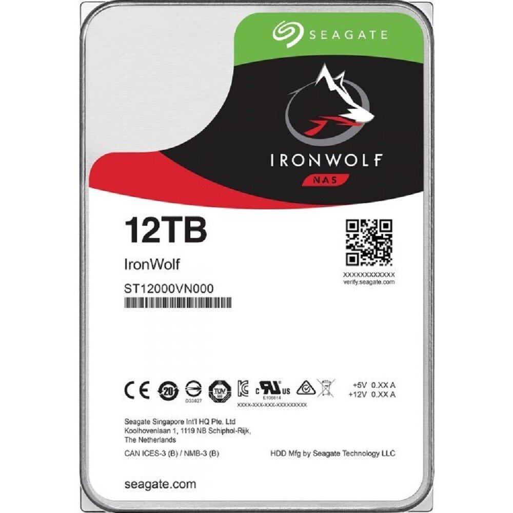 Жесткий диск 12TB Seagate Ironwolf (ST12000VN0008 ) SATA 6.0Gb/s, 7200 rpm, 256mb buffer, 3.5", для NAS