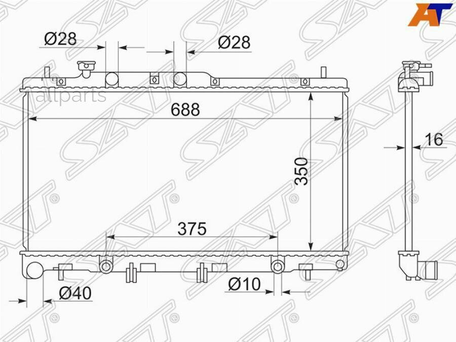 SAT SB0005-BLE Радиатор Subaru Legacy 03-09 / Outback 03-09 / Legacy B4 03-09
