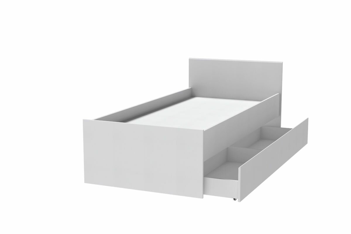 Односпальная кровать с ящиком 90х200 "Кэт-1" арт.015 Белый