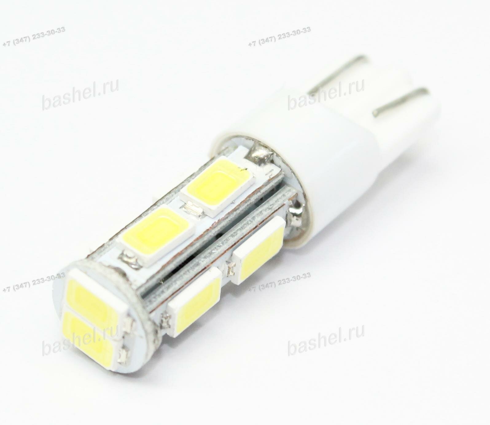 Маяк 12V T10 бесцок. 10 диодов SMD белая (W5W) (5630), Автолампа светодиодная