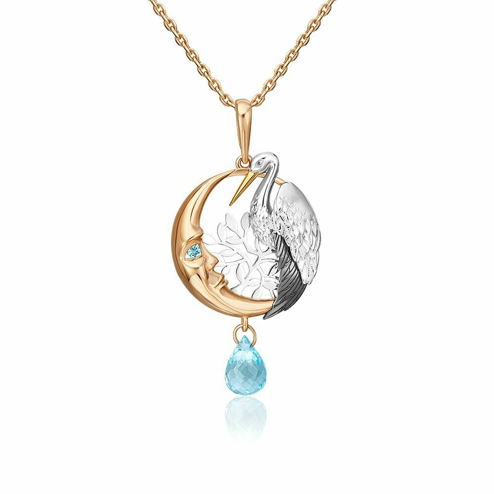 Подвеска PLATINA, комбинированное золото, 585 проба, родирование, топаз