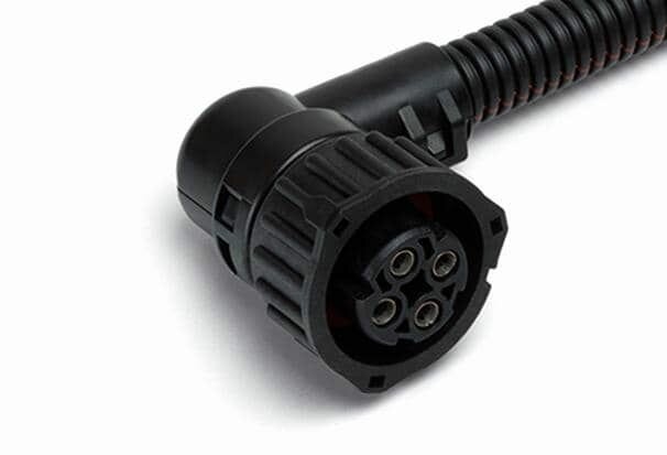 Разъем байонет к датчику спидометра, к датчику уровня пола для Камаз Маз Зил Паз Краз Урал / 4-х контактный, с угловым адаптером, с проводами в гофре