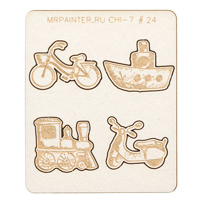 Mr.Painter CHI-7-HS45 Чипборд 7×8.5 см набор 24 шт В путь-дорогу для скрапбукинга и альбомов