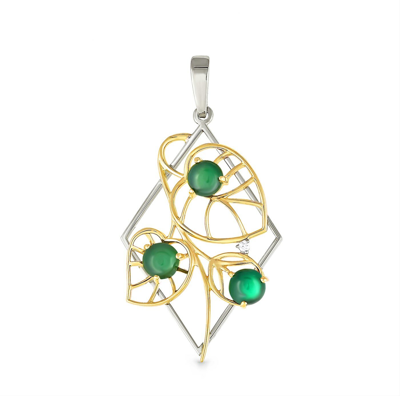 Подвеска, серебро, 925 проба, родирование, фианит, оникс