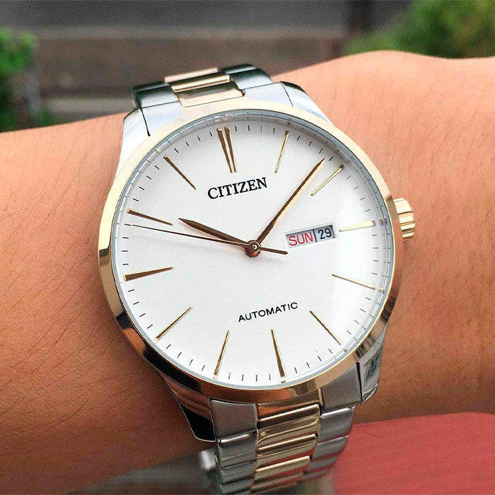 Наручные часы CITIZEN Automatic, золотой, серебряный, белый — фото 1