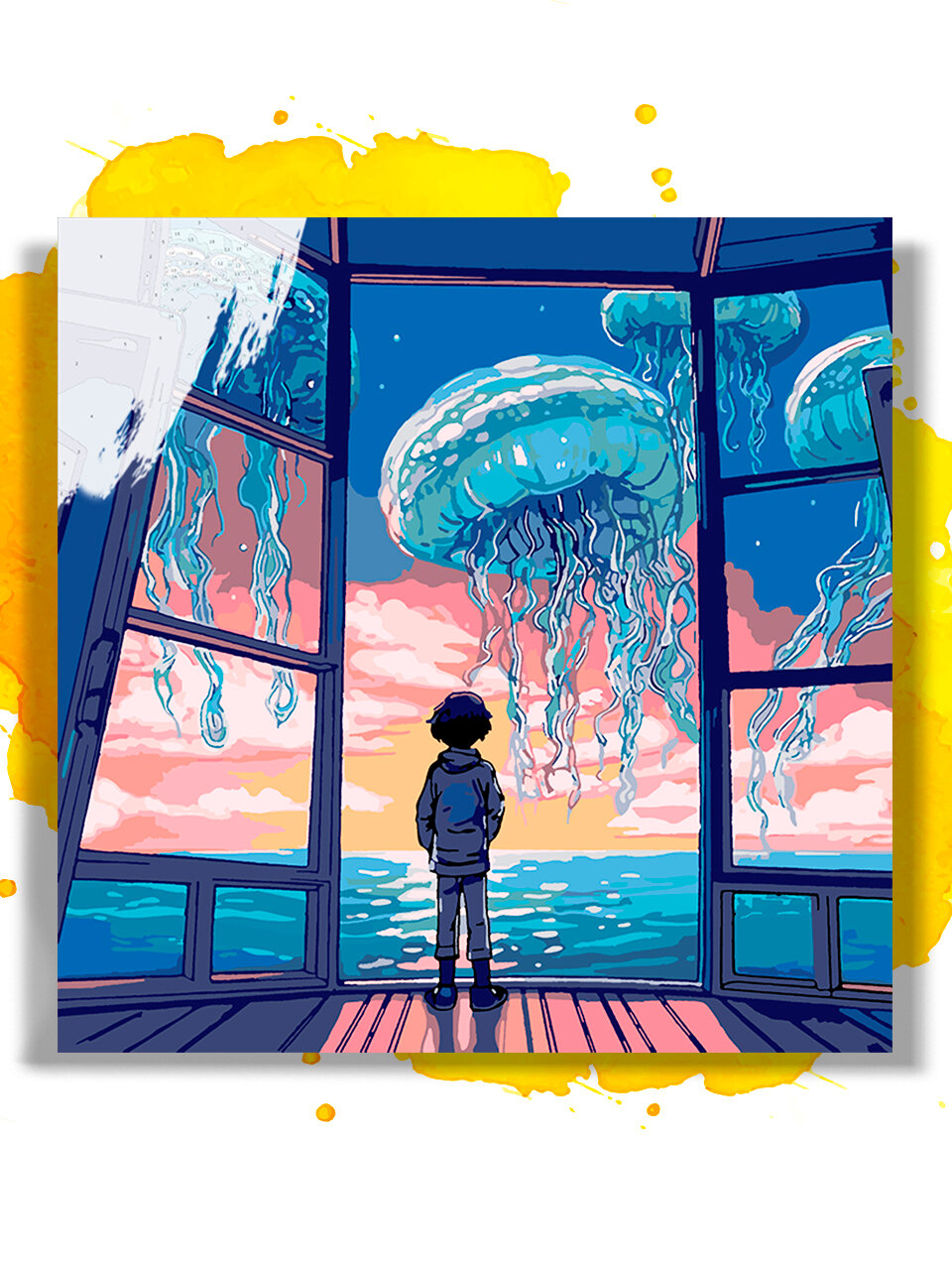 Картина по номерам на холсте Фантастический мир медуз, 50 х 50 см