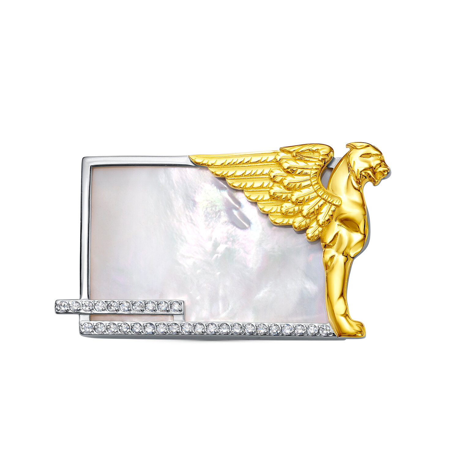 Брошь, серебро, 925 проба, фианит, перламутр