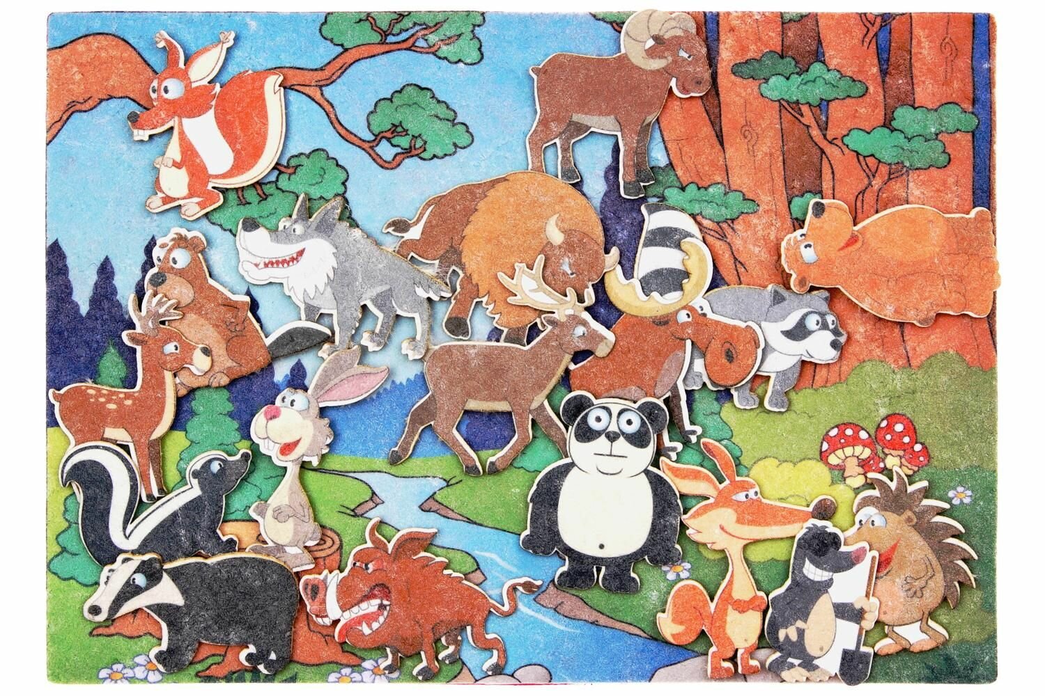 Развивающая игра. Лесные животные с игровым полем (фетр)