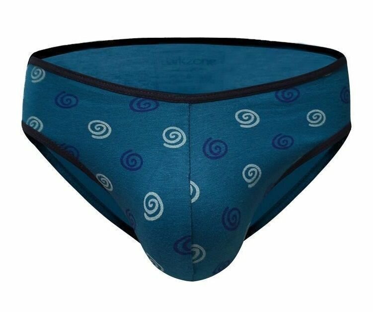 Голубые трусы-слипы с принтом в виде завитков, M