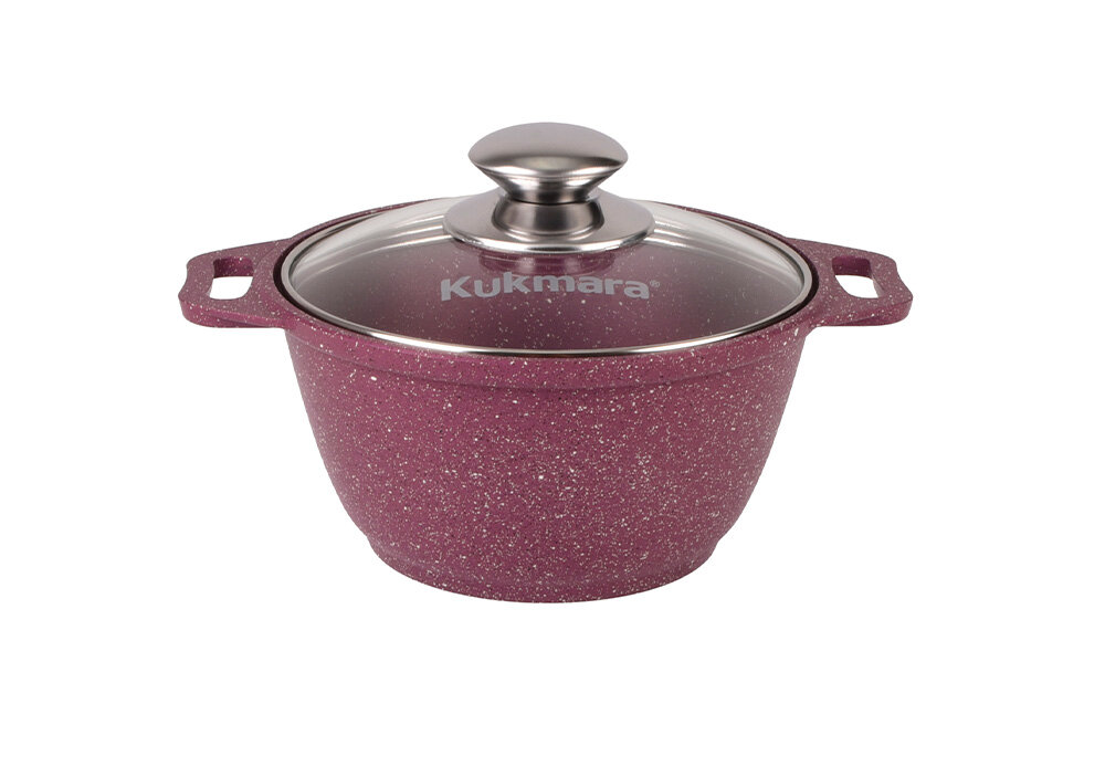 Кастрюля Kukmara 1л со стеклянной крышкой, АП линия "Trendy style" (Mystery) с 3 слойной системой покрытия