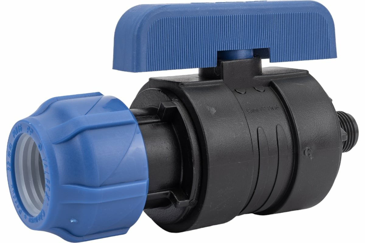 VALFEX Шаровой кран ПНД компрессионная цанга наружная резьба 32x1/2' разборный