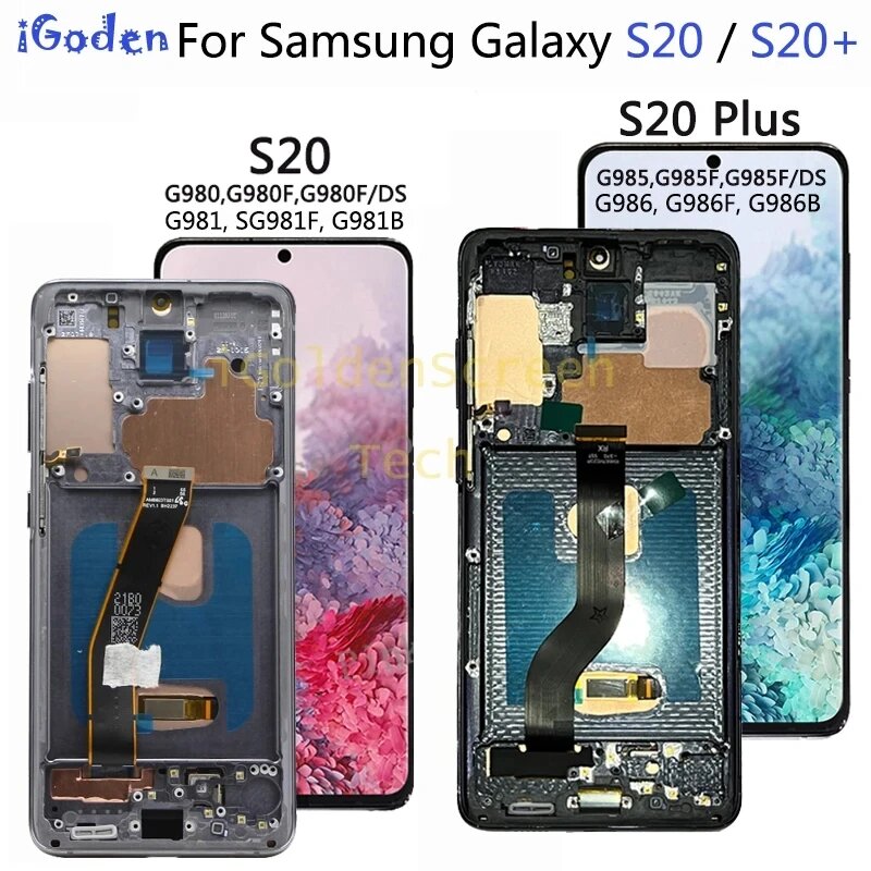 Качество OLED для Samsung Galaxy S20 ЖК-дисплей G980, G980F, G981, дигитайзер Gray Frame S20 Plus