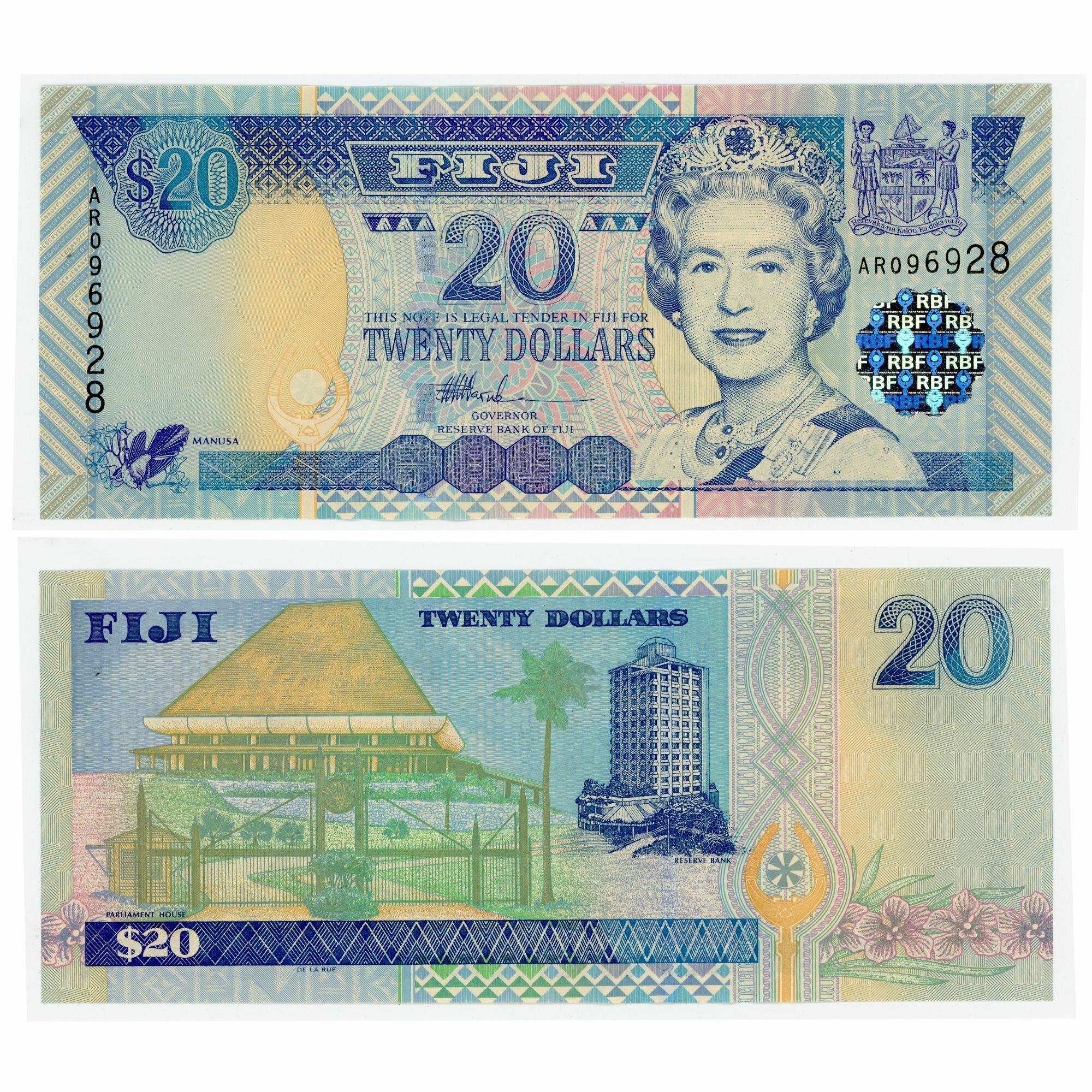 Банкнота Фиджи 20 долларов TWENTY DOLLARS 2002 год Uncirculated (UNC) Pick 107