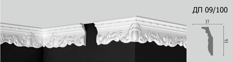 Плинтус потолочный Де-Багет ДП 09/100, 1шт (длина 2м)