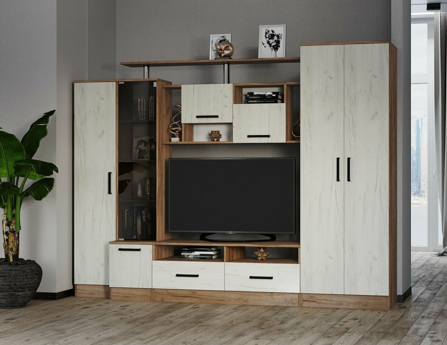 ARNIKA Стенка в гостиную Оскар-5, дуб крафт табачный