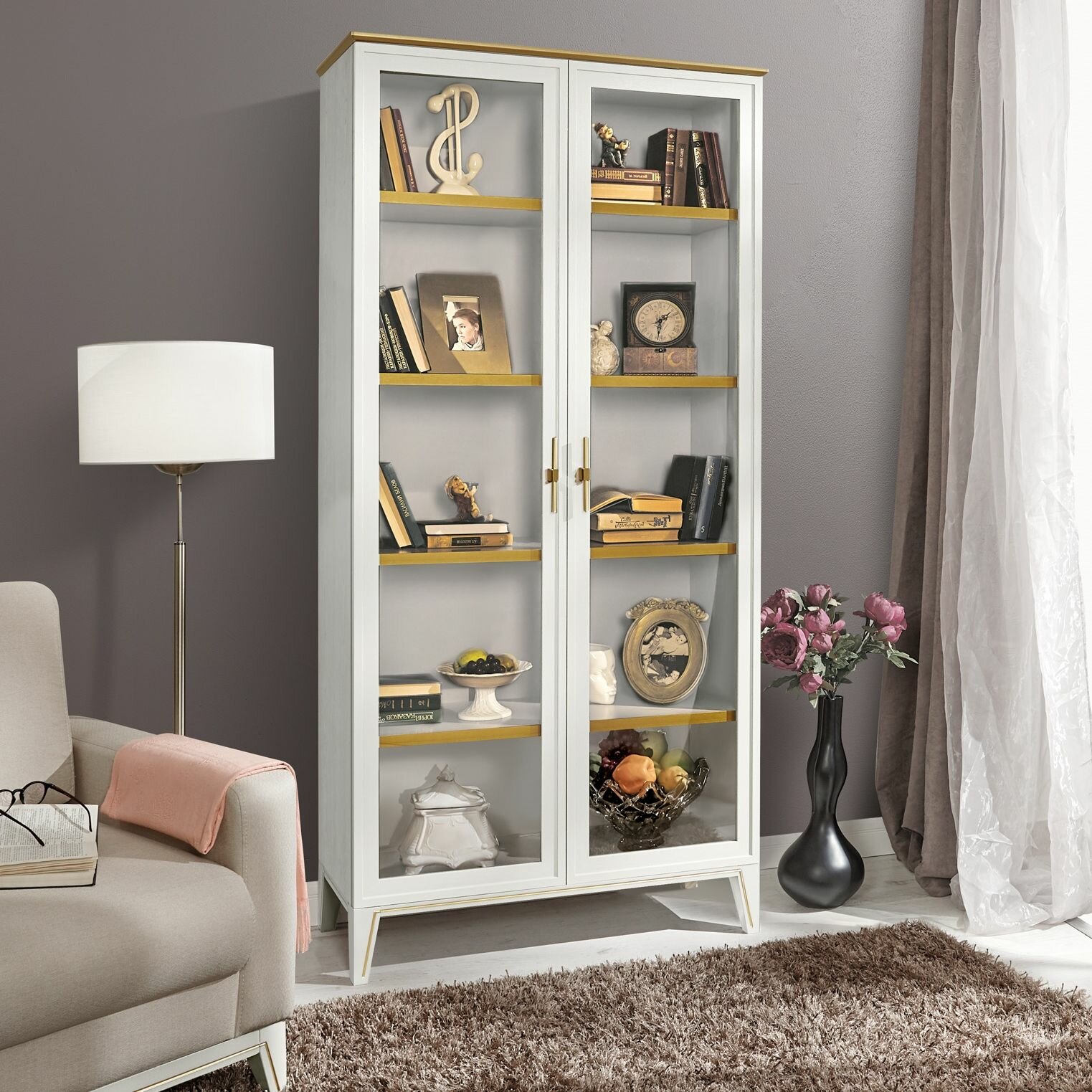 Библиотека Dana Palmari P0230 2 дв. полки дсп 4 шт, современный стиль