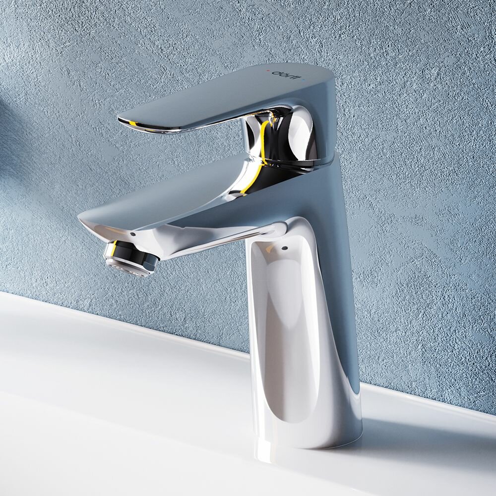 Смеситель для раковины Dorff Prime D4002100 излив 90 мм, эргономичная ручка управления, керамический картридж