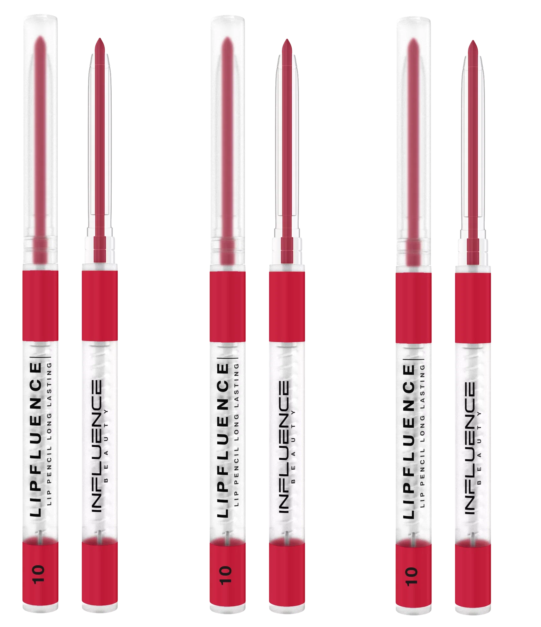Карандаш для губ автоматический гелевый стойкий Influence Beauty Lipfluence т.10 3 шт
