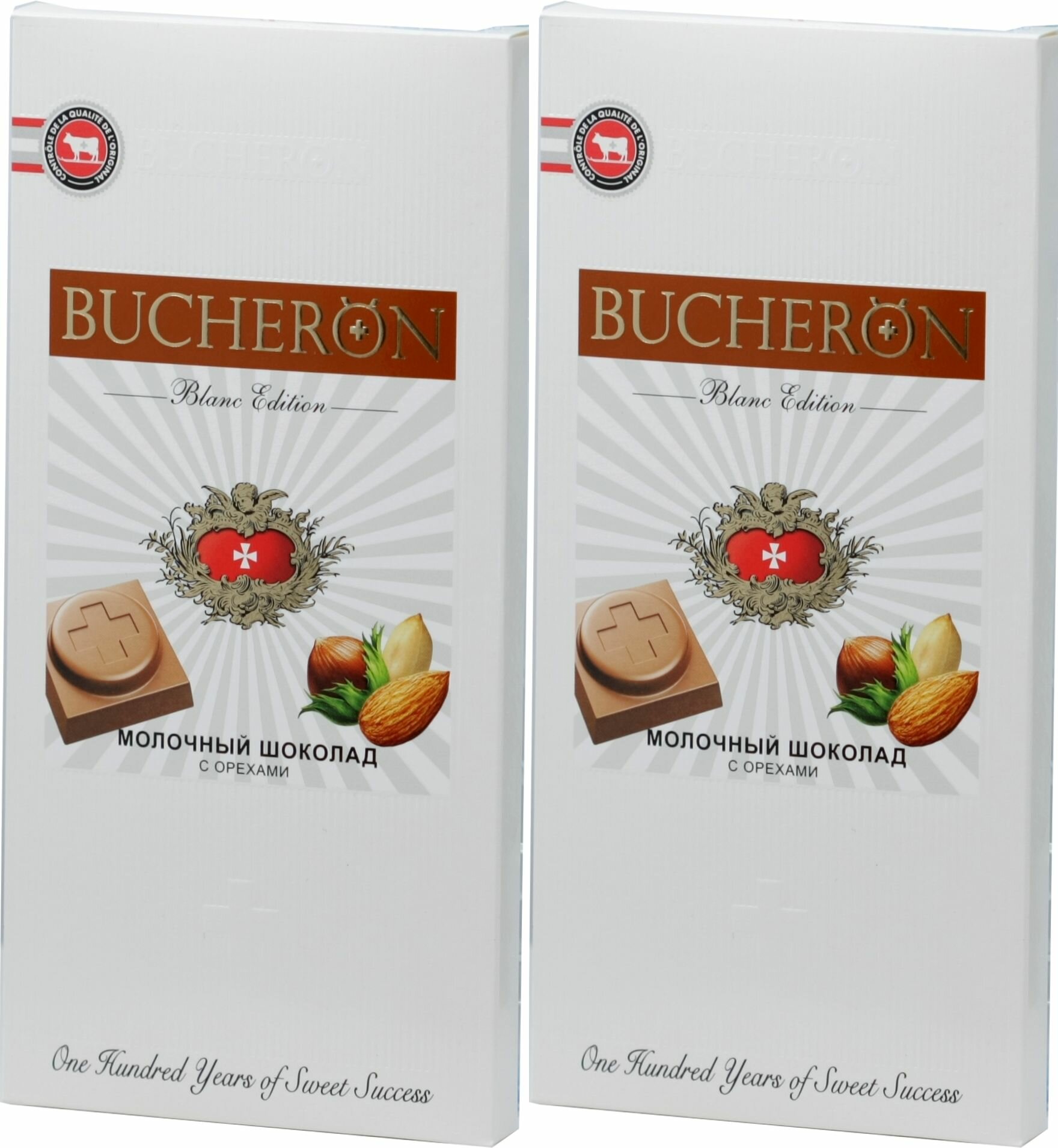 BUCHERON Шоколад молочный Blanc Edition с Орехами, 85 г, 2 шт