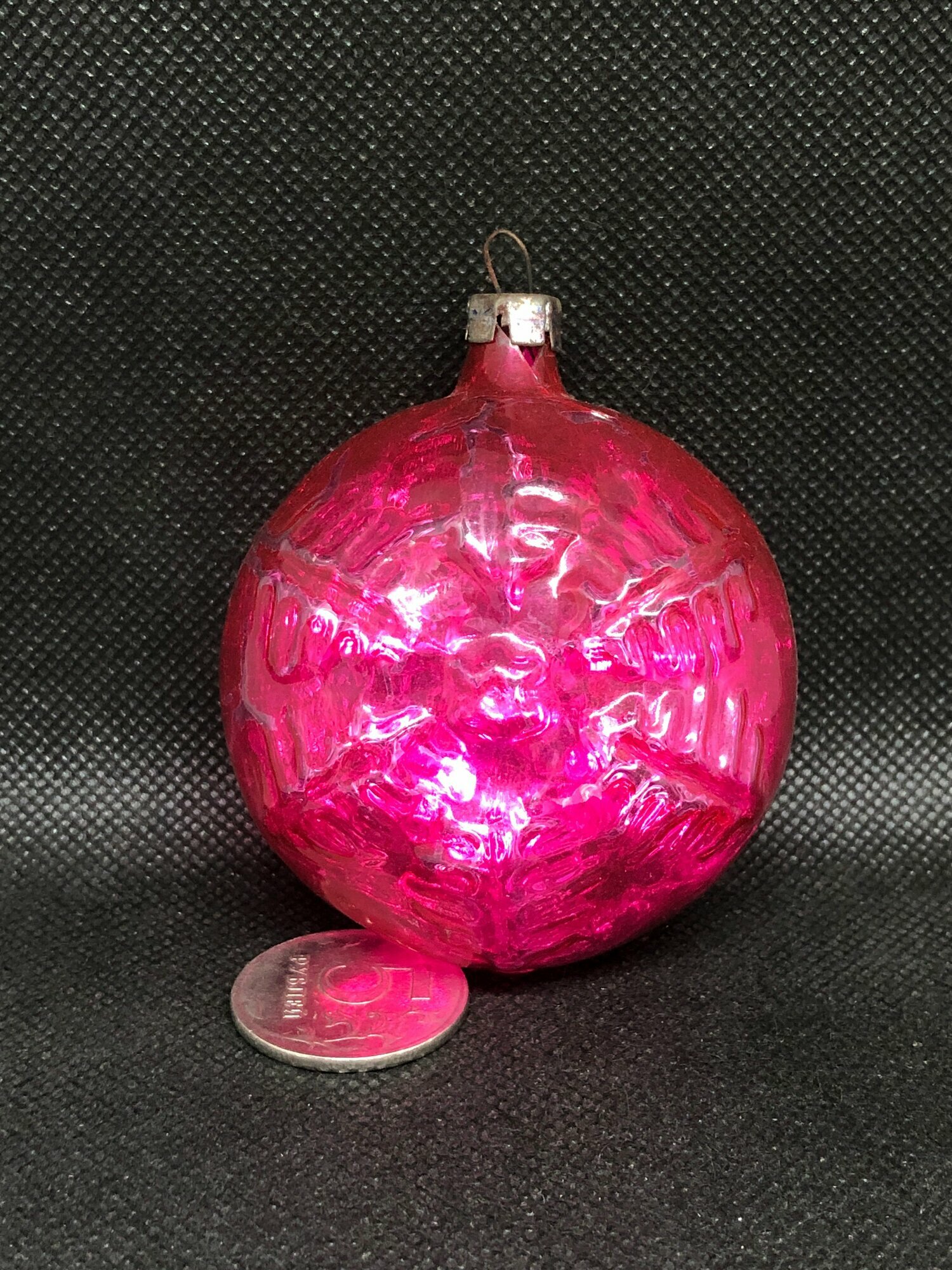 Елочная игрушка СССР медальон снежинка пряник стекло # 38