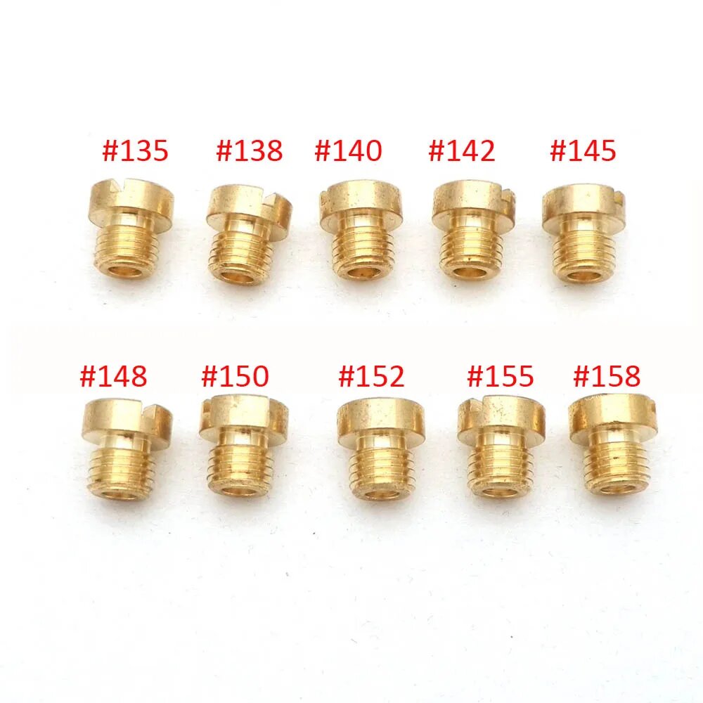Упаковка из 10 шт, комплект головного жиклера с резьбой 6 мм и 5 мм для мотоцикла DellOrto BGM Motoforce, форсунка карбюратора, размер 50-200 135-158 (M6)