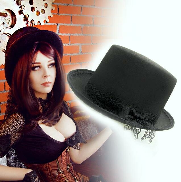 Женская Шляпа Цилиндр - черная - СosplayCity- 54\55 - xs -