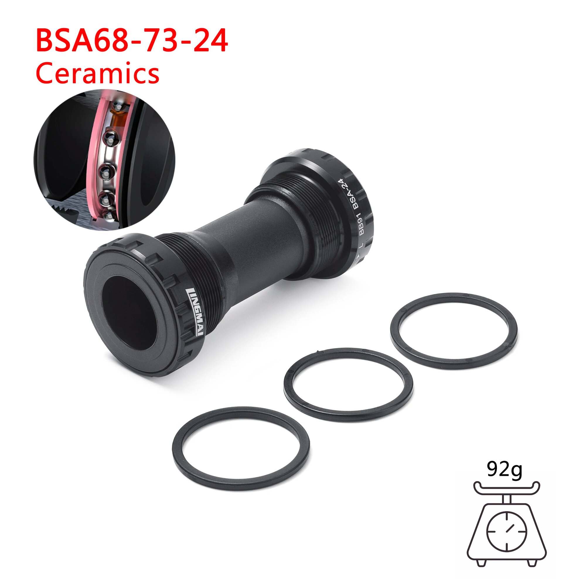 Каретка керамическая LINGMAI BSA68-73-24