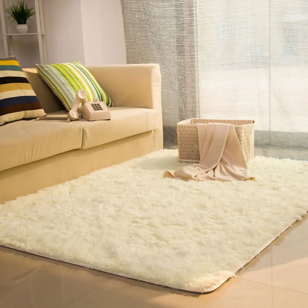 Пушистый ковёр из полиэстера Бежевый, 120x200cm(47x78.7in), Cream White