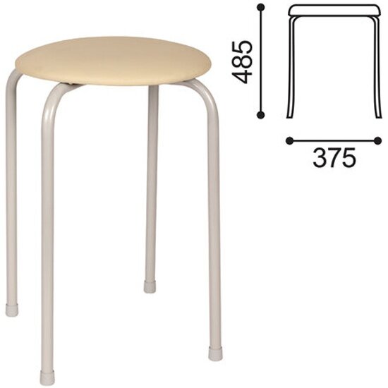 Табурет Comfur РС01-Т011В, серебристый каркас, кожзам бежевый, РС01-Т011В-506-