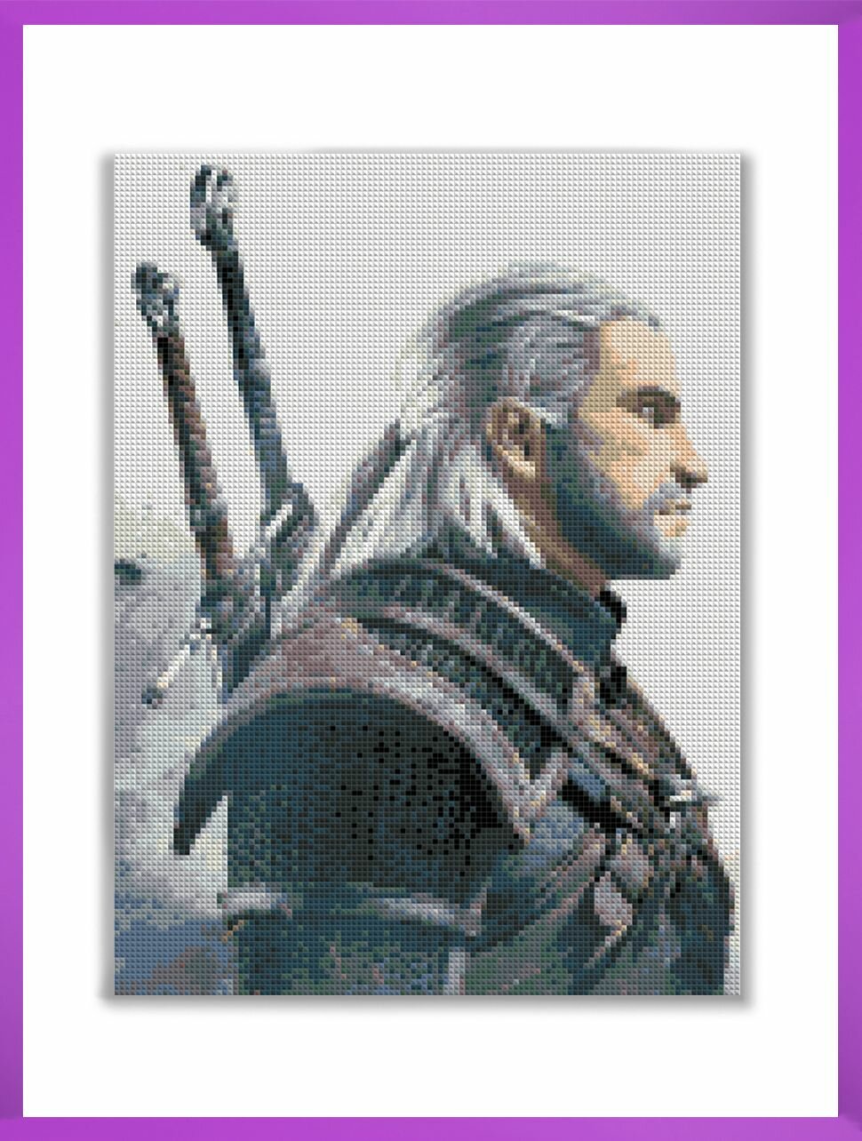 Алмазная мозаика на подрамнике - вышивка Ведьмак - Профиль 30 х 40 см