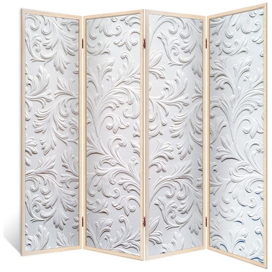 Ширма перегородка Декор Депо для комнаты деревянная "Образ" двухсторонняя с картинкой (абстр) 4 створки кремовый дуб 176х185 см 14 кг