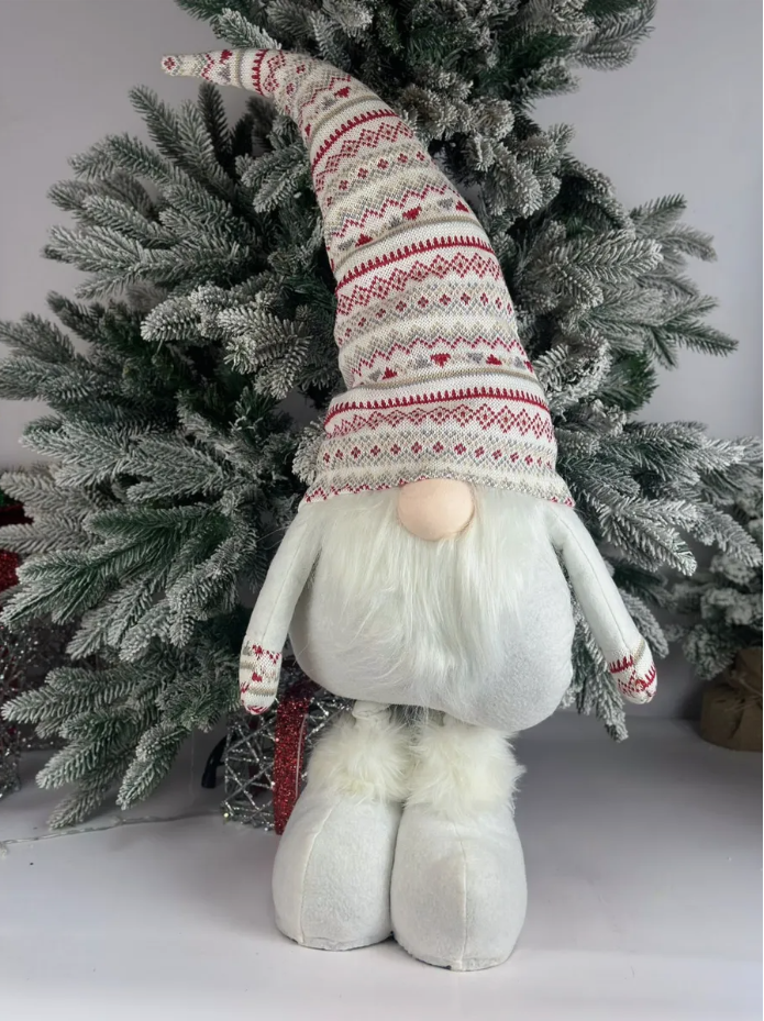 Новогодний декор для дома-Гном растущий, белый, размер: 55(100)х20х30 см