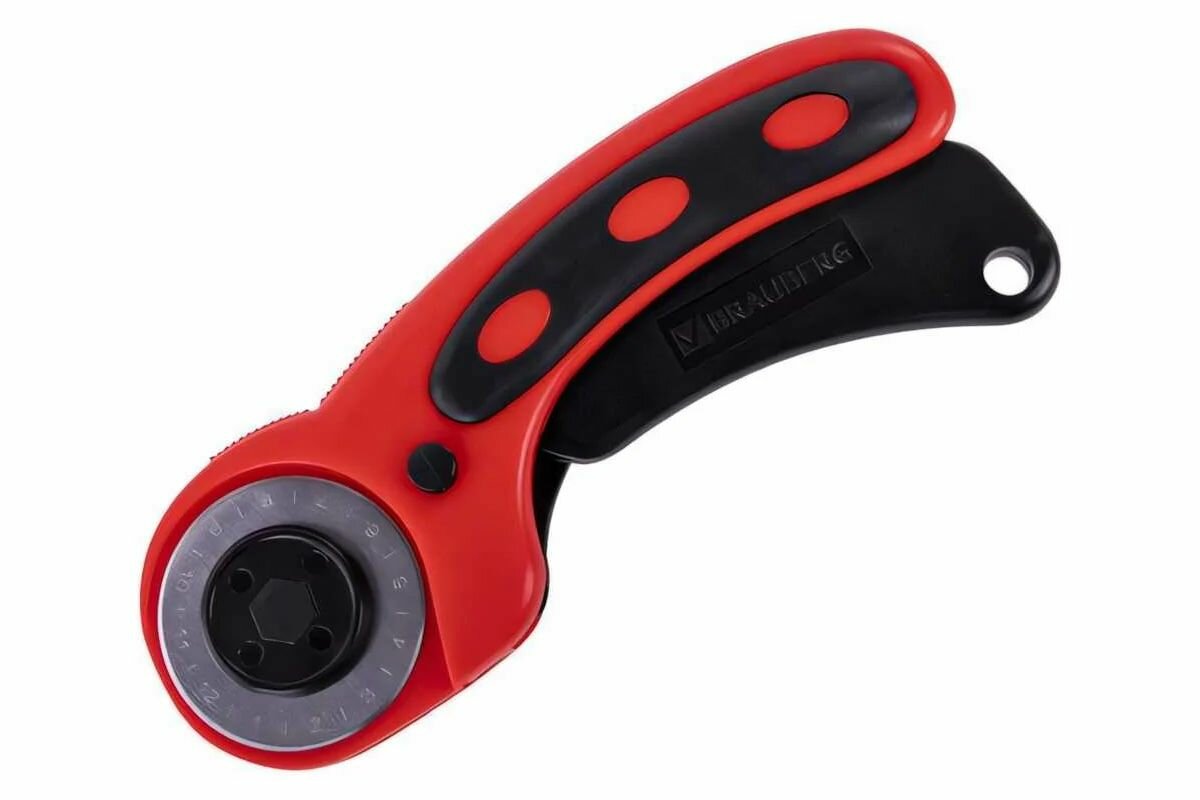 BRAUBERG Нож раскройный роликовый 45 мм Professional, круглое лезвие, резиновые вставки, 238087