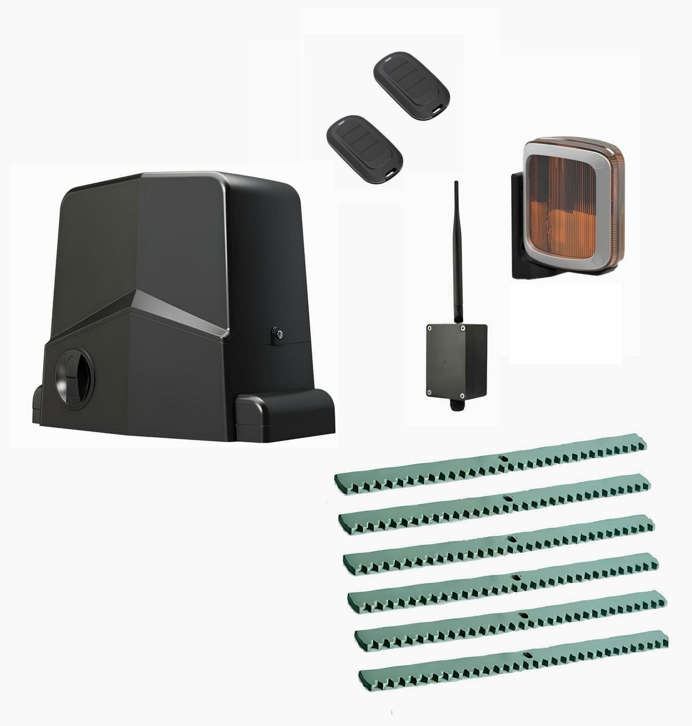 Автоматика для откатных ворот ARW-1000MKIT LA6-BT, комплект: привод, сигнальная лампа, 2 пульта, 6 реек, Bluetooth-модуль