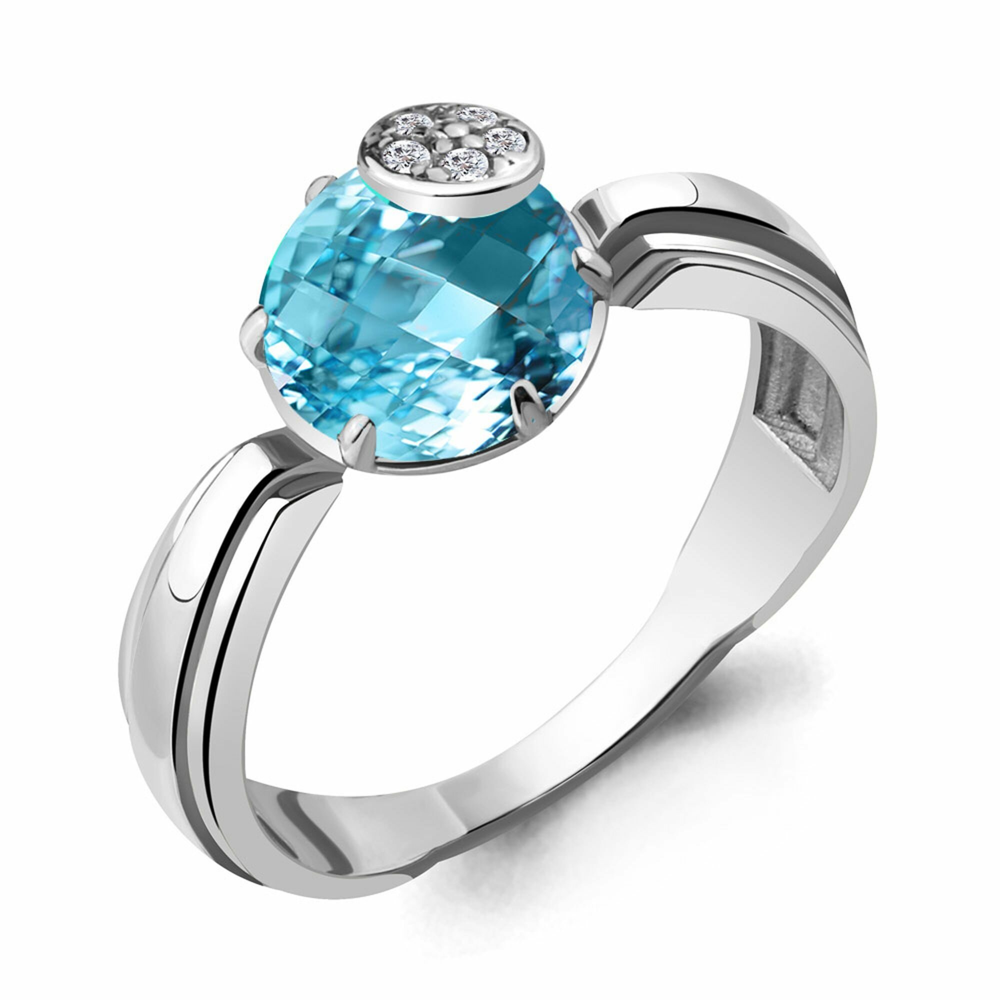 Кольцо, серебро, 925 проба, родирование, турмалин, фианит