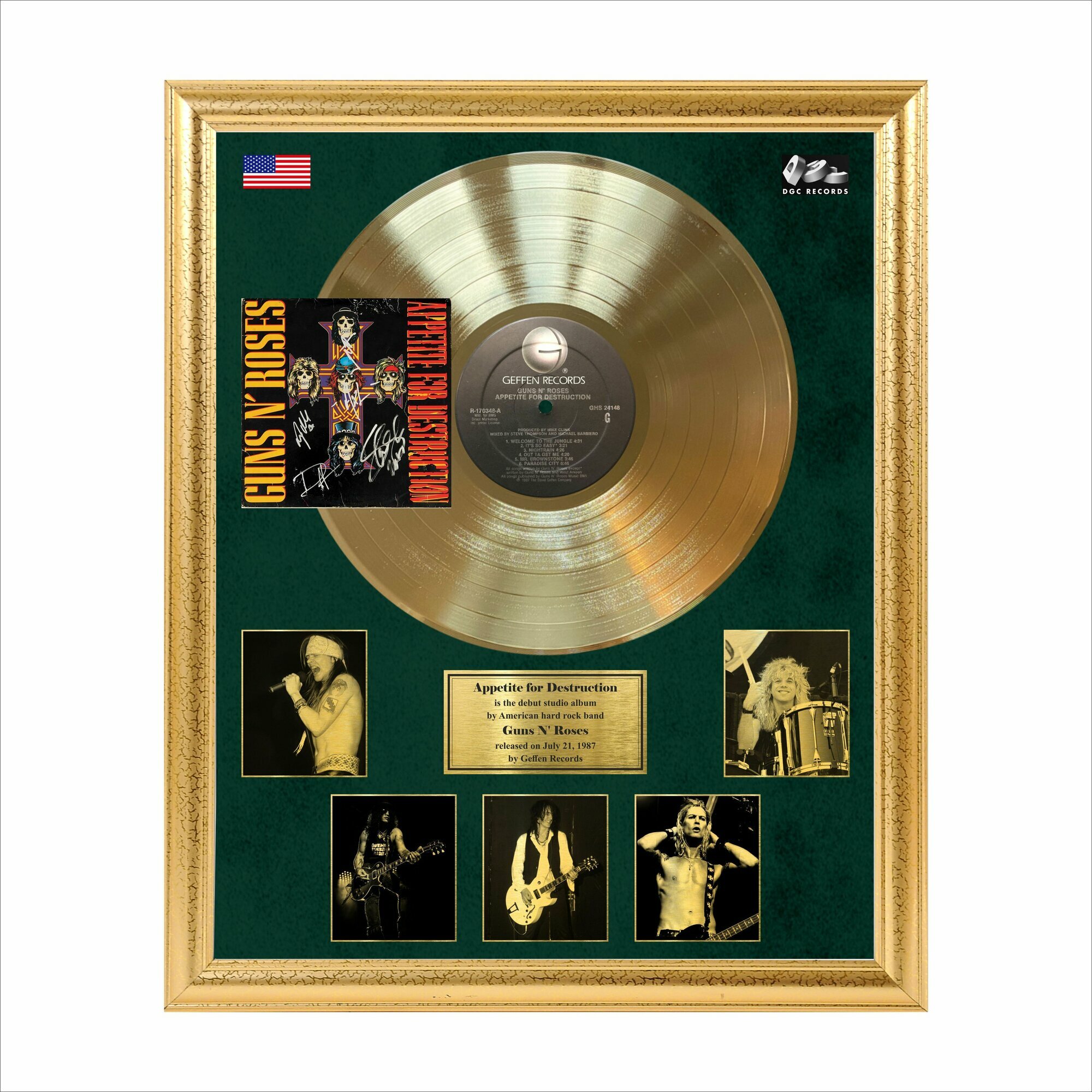 Золотой винил Guns n' roses Appetit for destruction картина 45х55см