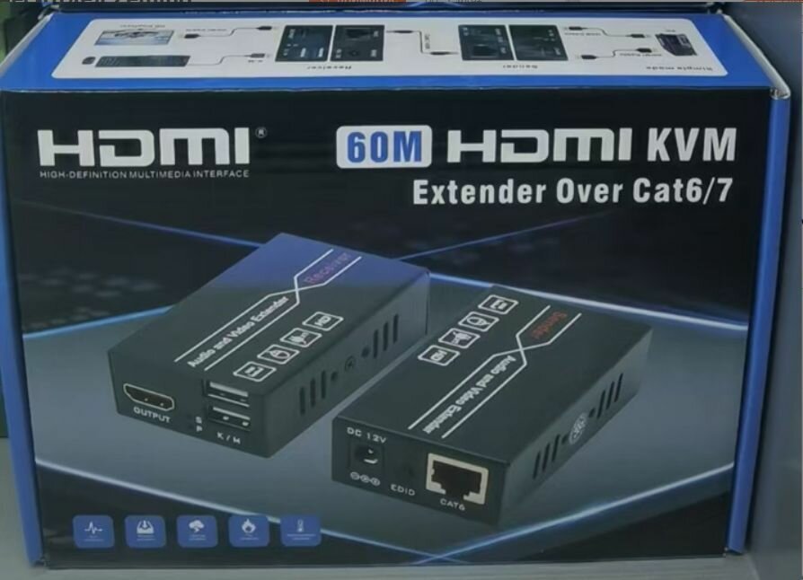 HDMI KVM USB-удлинитель (extender) по витой паре Cat 5/6 на 60 метров