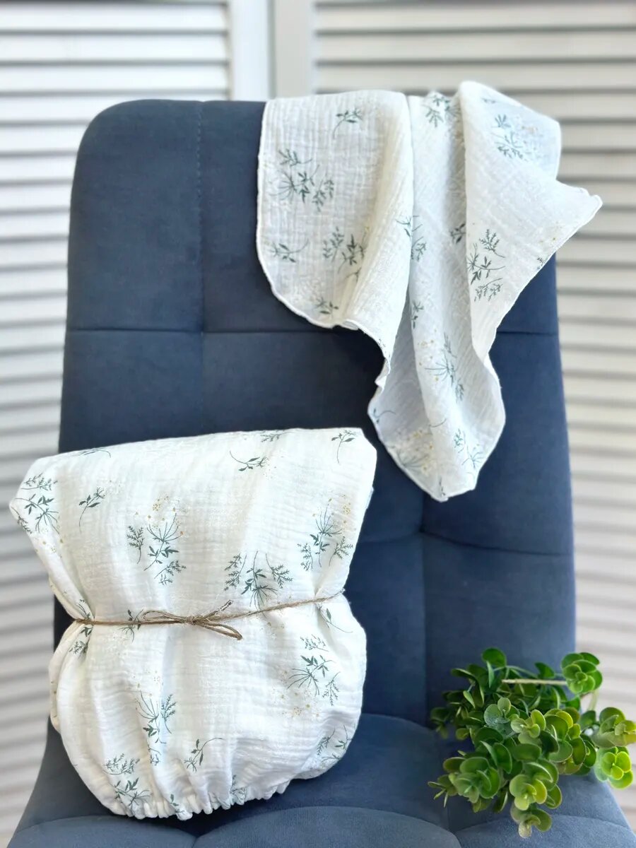 Муслиновая простынь овальная на резинке, овал