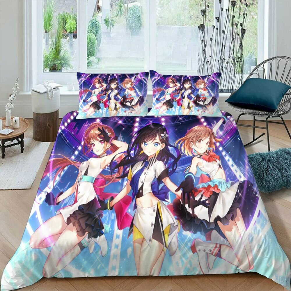 Постельное белье 1,5 спальное / 2-х , Пододеяльник, Аниме девушка