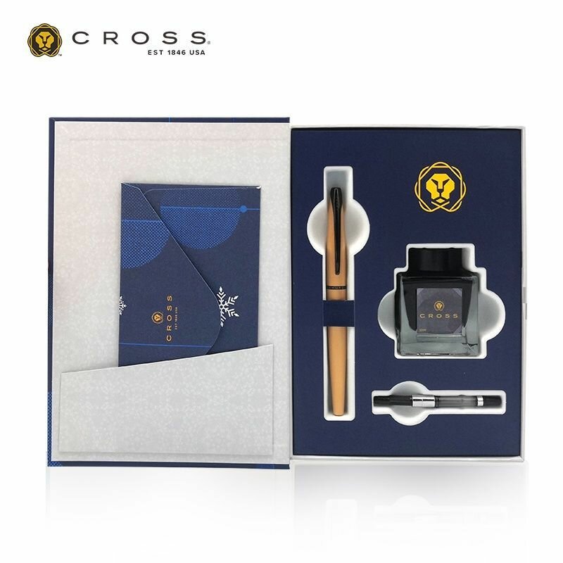 Перьевая ручка CROSSATX F, для каллиграфии, золотистая, 0.5 мм
