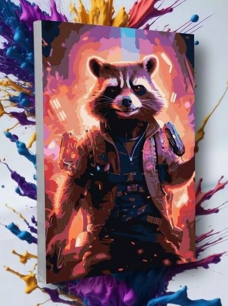 Картина по номерам кисть И холст "Ракета Енот Марвел", холст на подрамнике, 40x50см