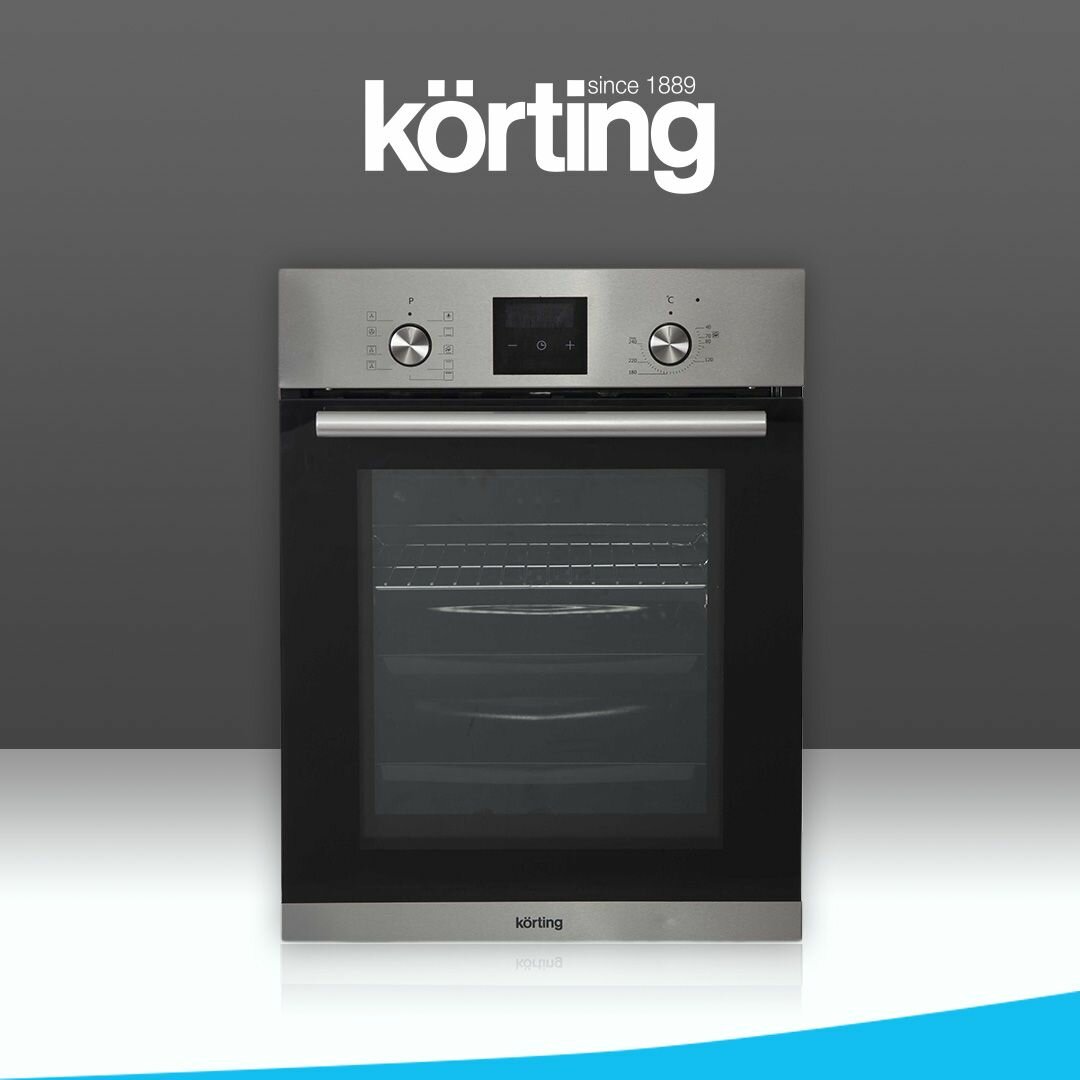 Духовой шкаф Korting OKB 7931 CMX ширина 45 см, объем 45 литров, гриль, конвекция, 9 режимов, нержавеющая сталь