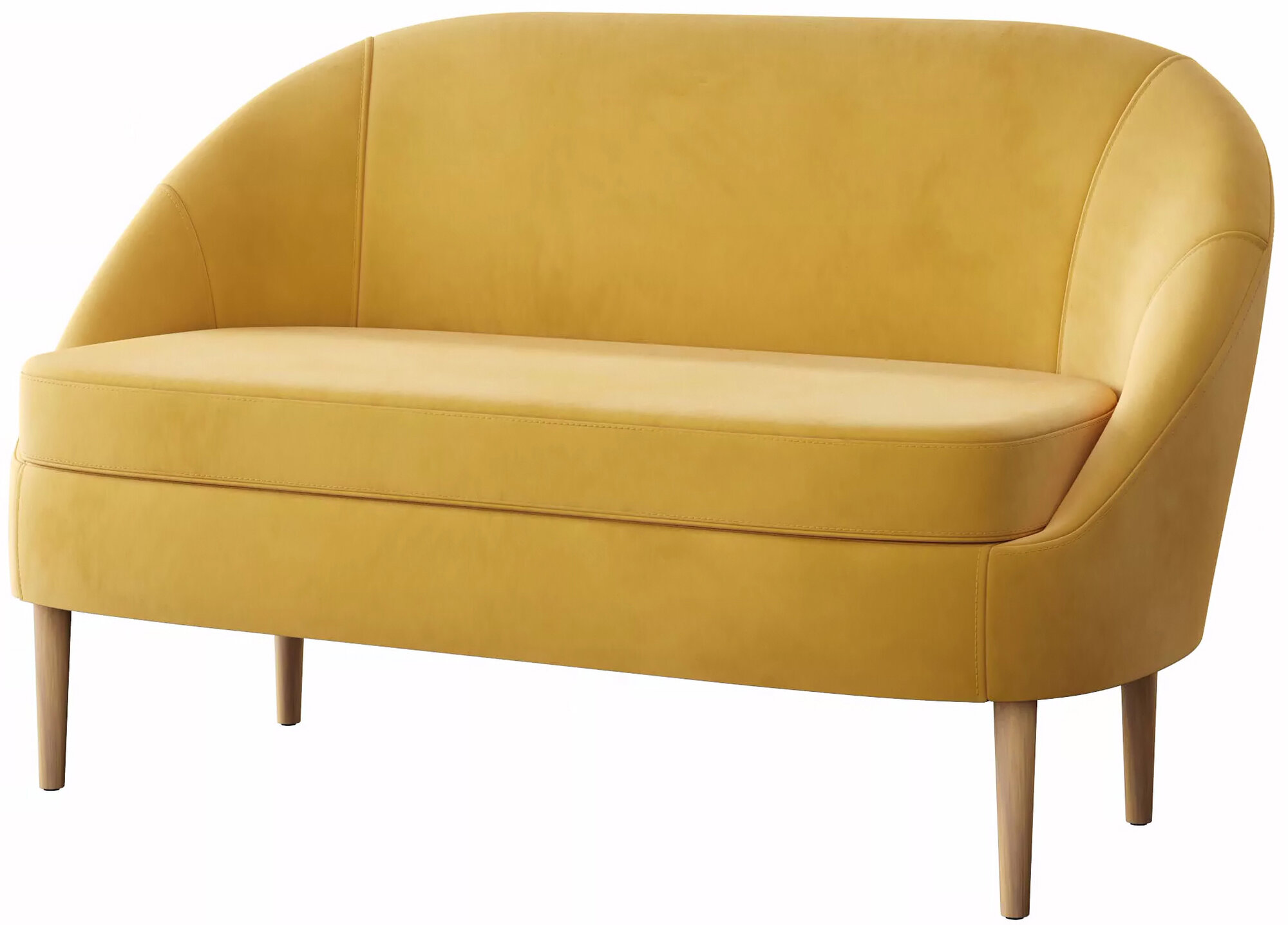 Диван Комо, с деревянными ножками, велюровая обивка Ультра Мустард