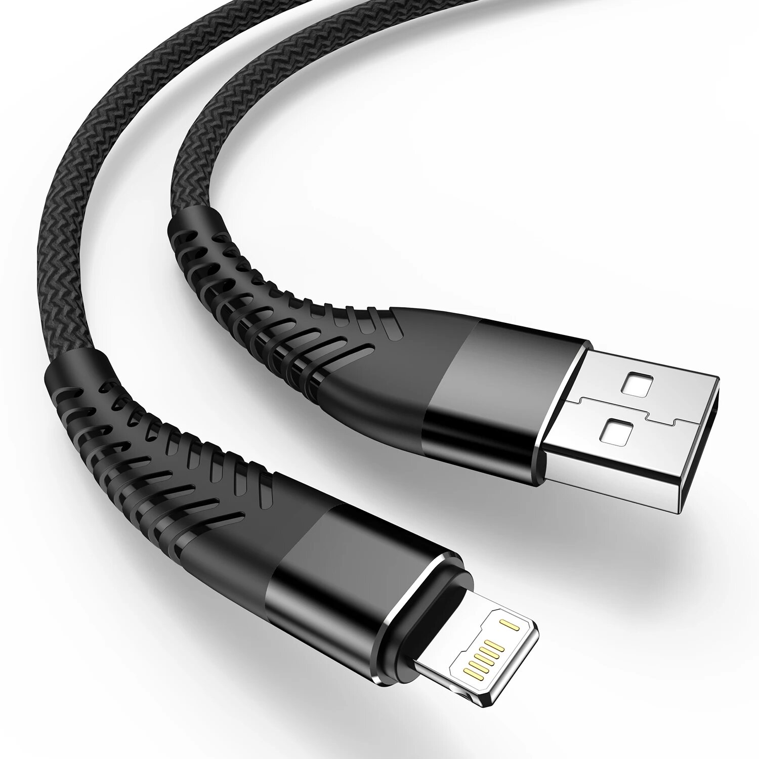 USB-кабель для зарядного устройства типа A-L для iPhone 6 7 8 Plus 10 11 12 13 14 Pro Max X XR SE Быстрая зарядка 1/2/3 метра Длина 25 см Короткий 3 м, черный